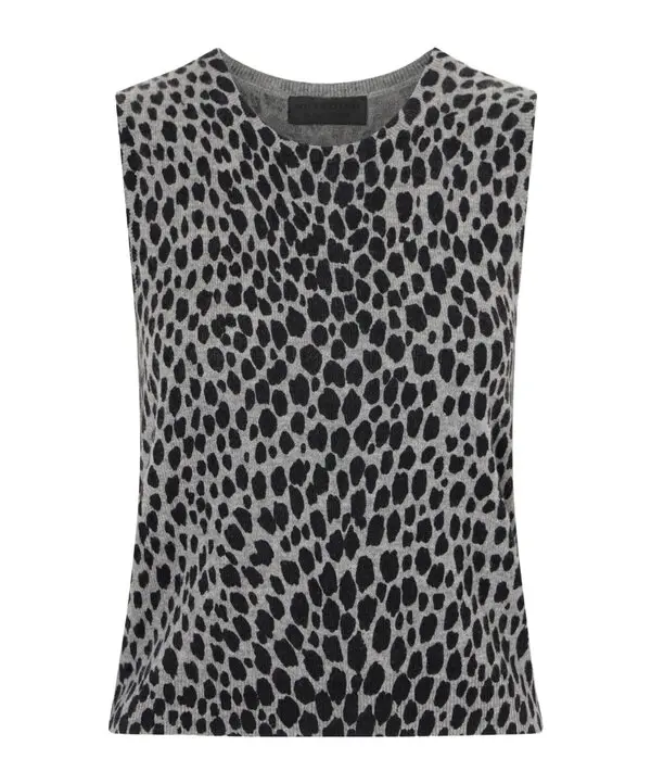 NILI LOTAN Nessa Leopard-jacquard Cashmere Tank - Black