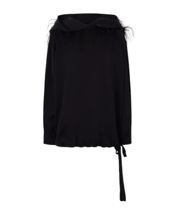 Sharon Wauchob Feather-trimmed Silk-blend Hoodie