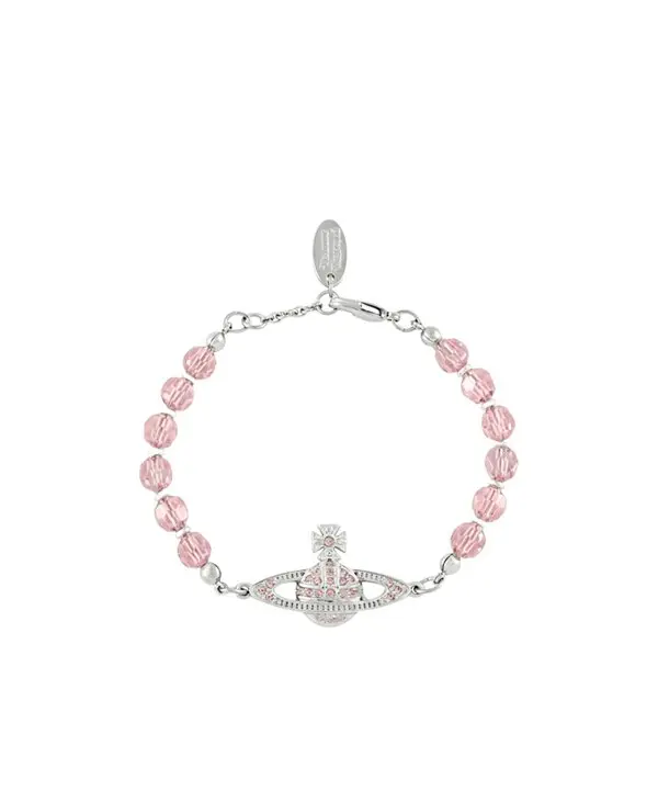 VIVIENNE WESTWOOD Saturn Logo Crystal Bracelet - Pink