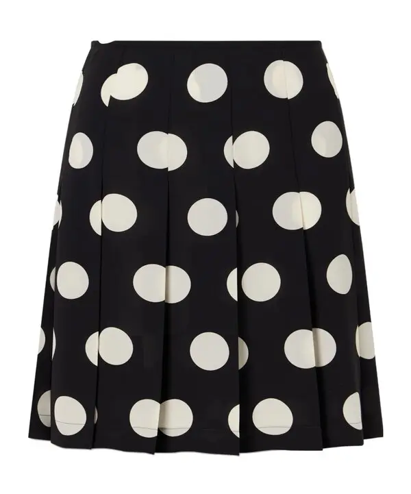 Junya Watanabe Pleated Polka-dot Georgette Midi Skirt