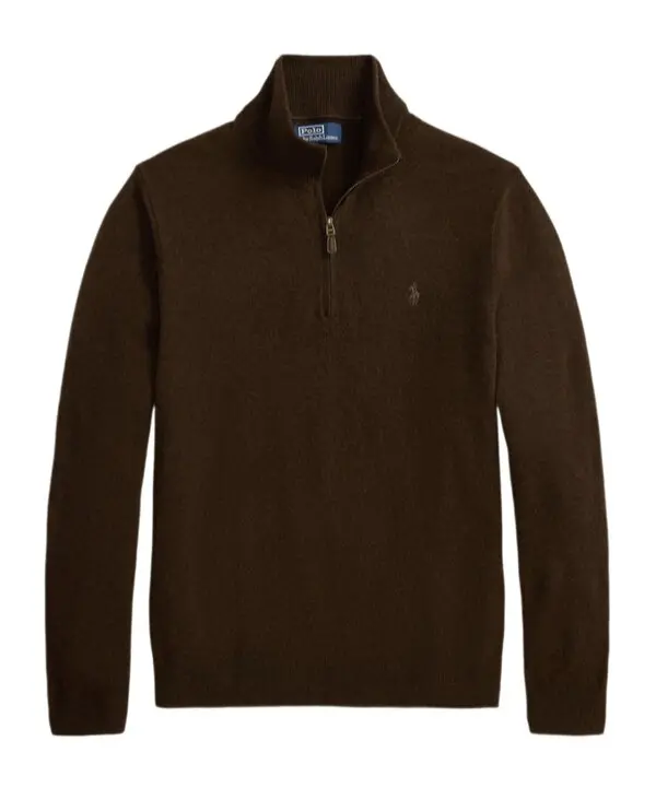 Polo Ralph Lauren Embroidered Pony Quarter-zip Sweater - Brown