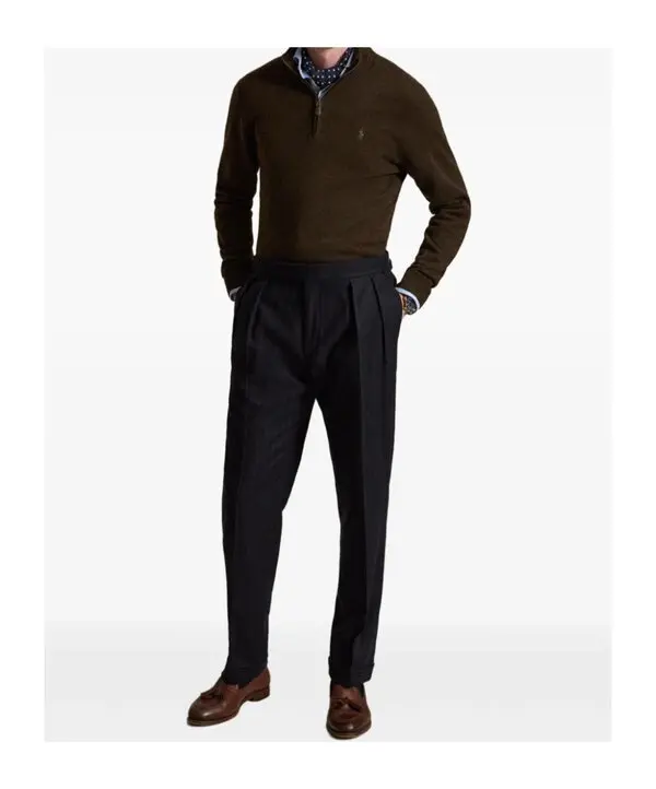 Polo Ralph Lauren Embroidered Pony Quarter-zip Sweater - Brown