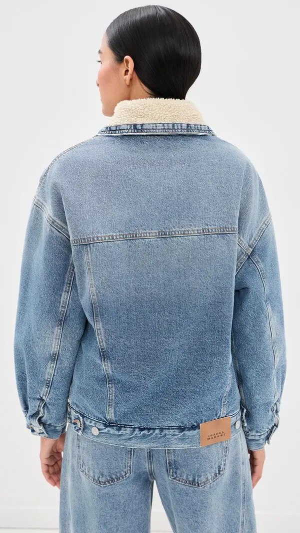 Isabel Marant Étoile Pimia Denim Jacket With Shearling Collar - Light Blue