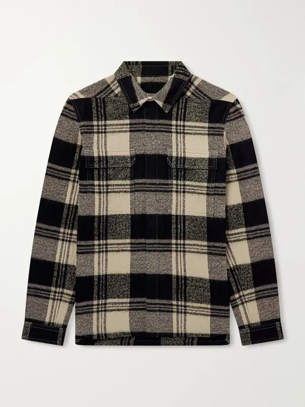 Rick Owens Checked Cotton And Wool-blend Flannel Overshirt