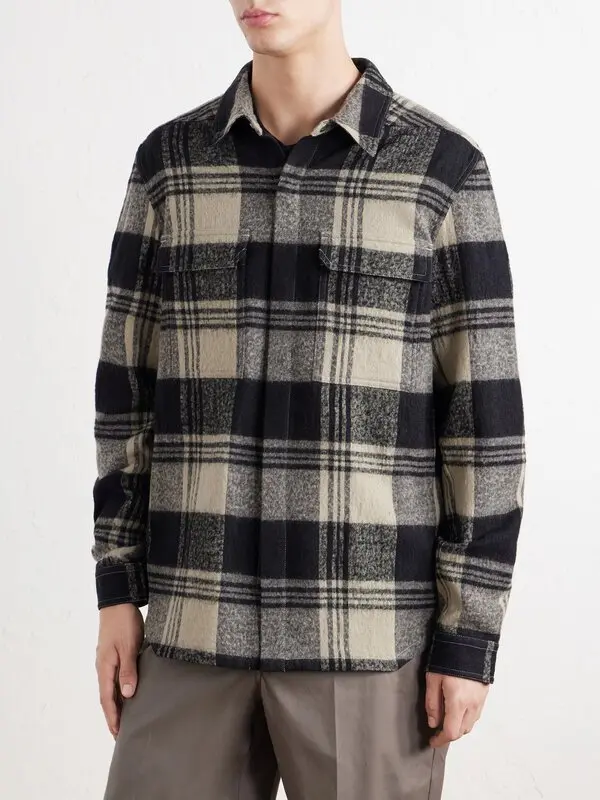 Rick Owens Checked Cotton And Wool-blend Flannel Overshirt