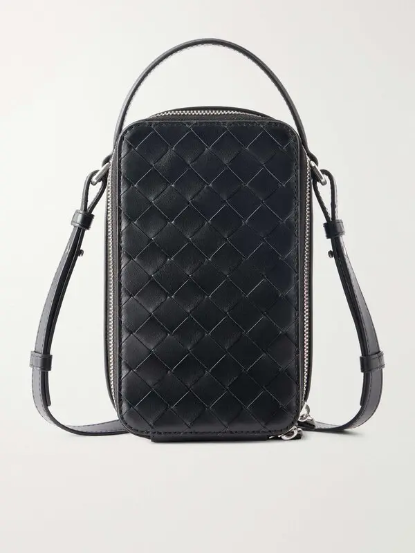 Bottega Veneta Getaway Intrecciato Leather Messenger Bag - Black