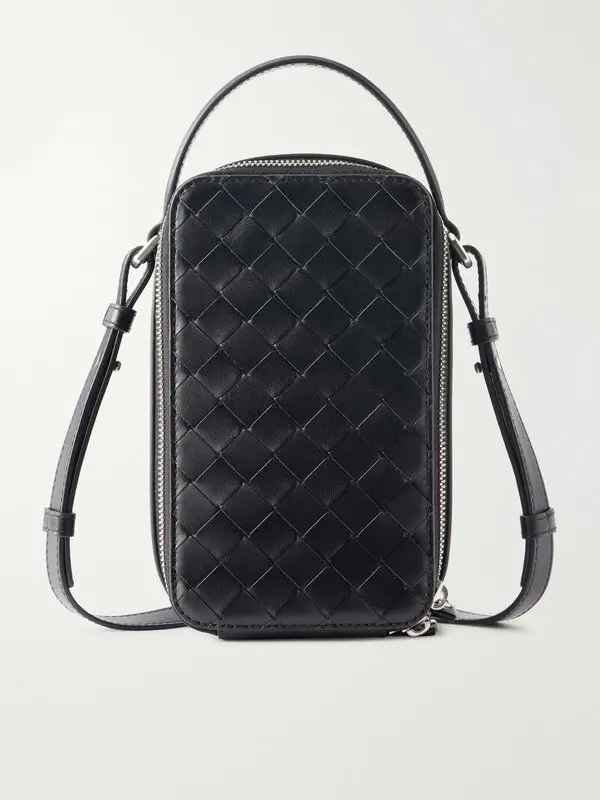 Bottega Veneta Getaway Intrecciato Leather Messenger Bag - Black