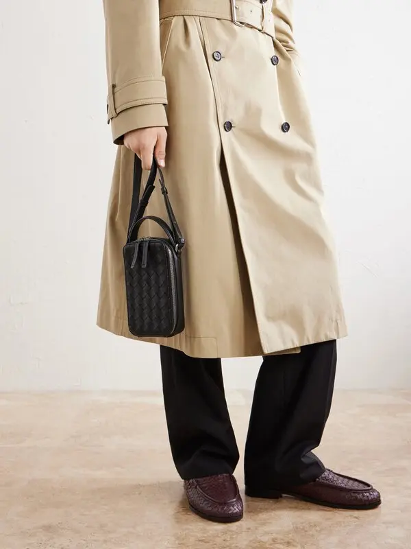 Bottega Veneta Getaway Intrecciato Leather Messenger Bag - Black