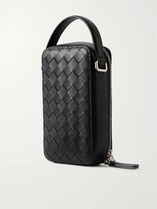 Bottega Veneta Getaway Intrecciato Leather Messenger Bag - Black