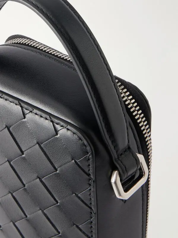 Bottega Veneta Getaway Intrecciato Leather Messenger Bag - Black