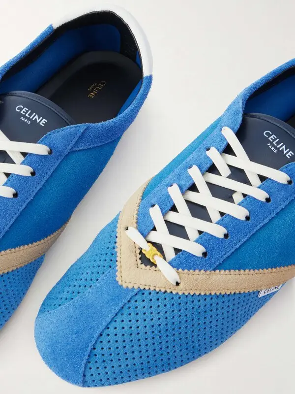 Celine Suede And Leather Trimmed Lace-up Sneakers