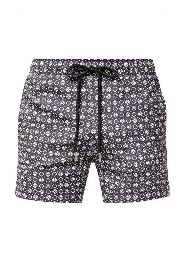 VAYLA Mid Length Octagon Print Swim Shorts With Adjustable Drawcord