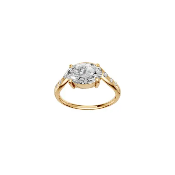 AYA FINE JEWELRY Oval Solitaire Hidden Halo Lab Grown Diamond Ring In 14k Gold - Yellow
