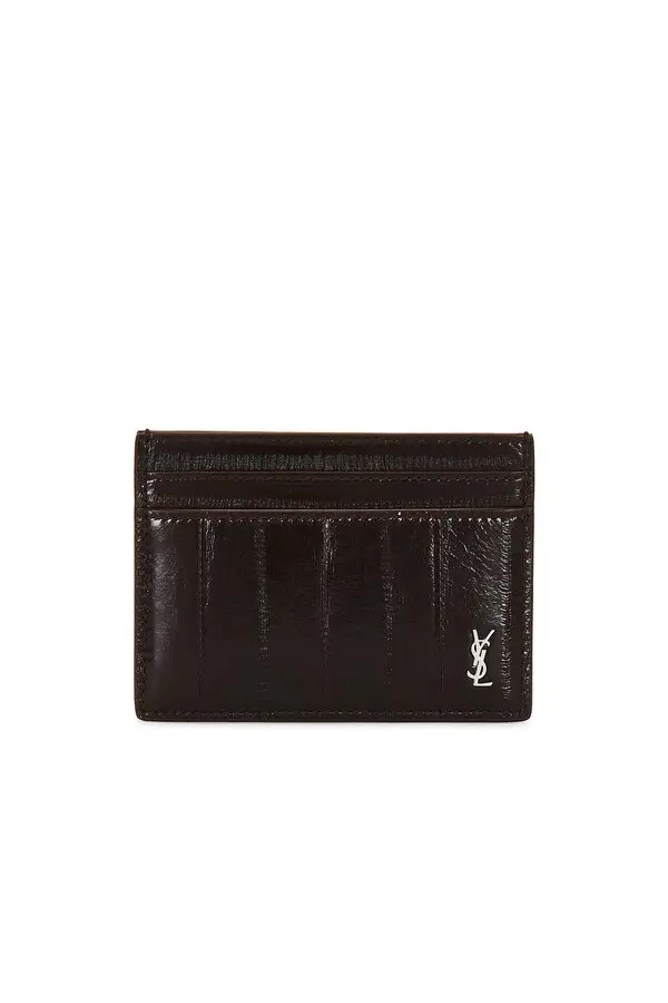 Saint Laurent Credit Card Case In Brown - Scotch Brown