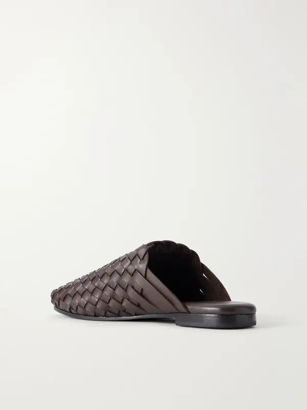 ST. AGNI Woven Leather Pointed Toe Slip-ons