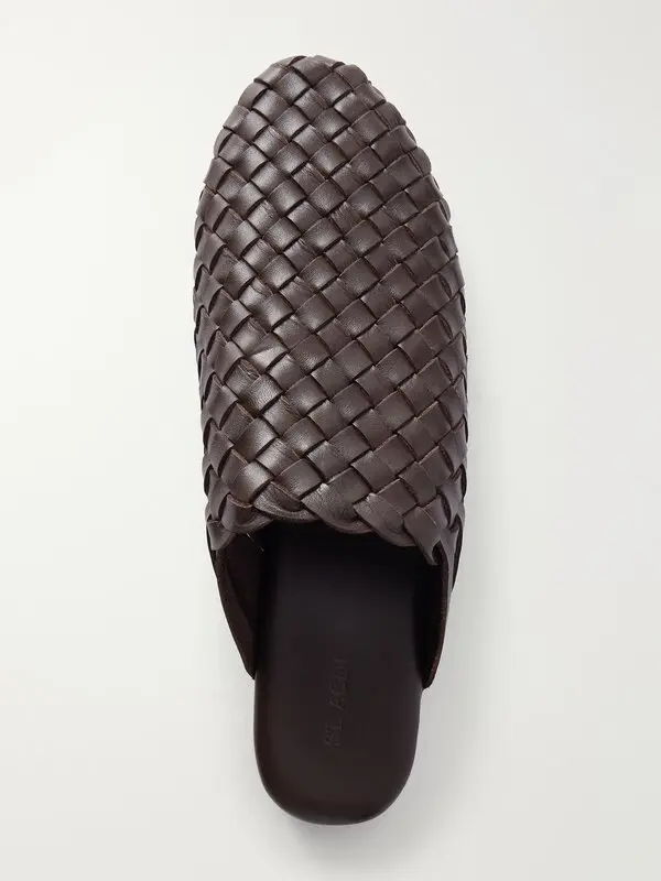 ST. AGNI Woven Leather Pointed Toe Slip-ons