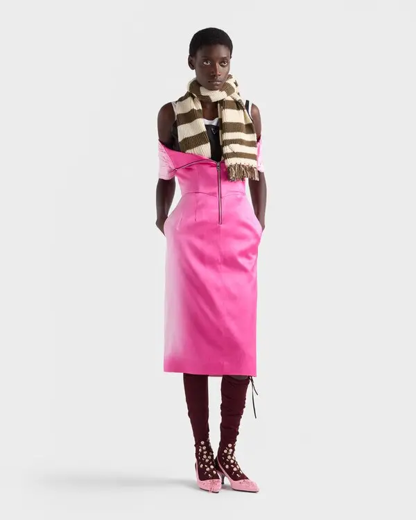 Prada Washed Duchesse Dress - Fuchsia
