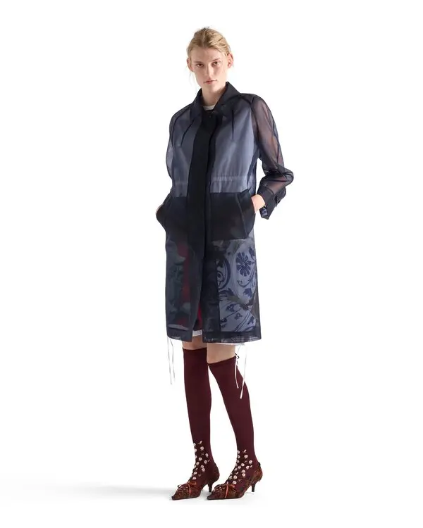 Prada Single-breasted Crinoline Coat - Blue