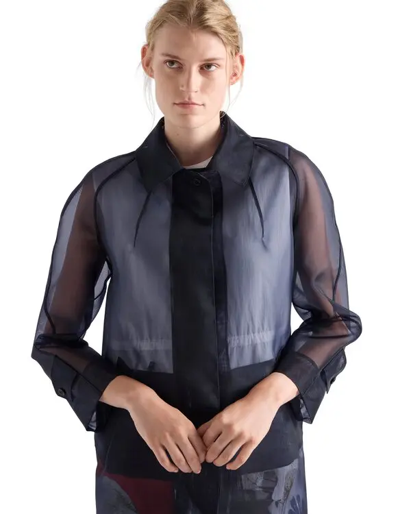Prada Single-breasted Crinoline Coat - Blue