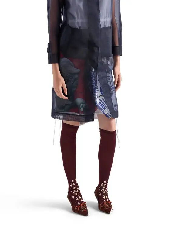 Prada Single-breasted Crinoline Coat - Blue