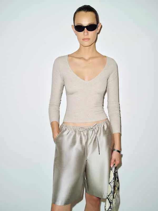 REFORMATION Sheri Knit Top - Grey