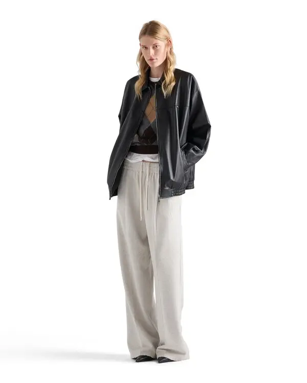 Prada Cotton Fleece Wide-leg Pants - Grey