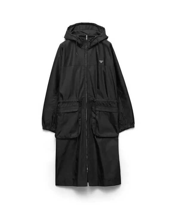 Prada Re-nylon Hooded Rain Jacket With Logo