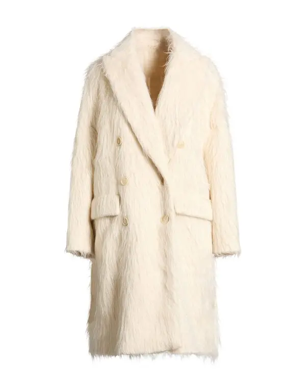 Brunello Cucinelli Coat Ivory Size Alpaca Wool, Polyester