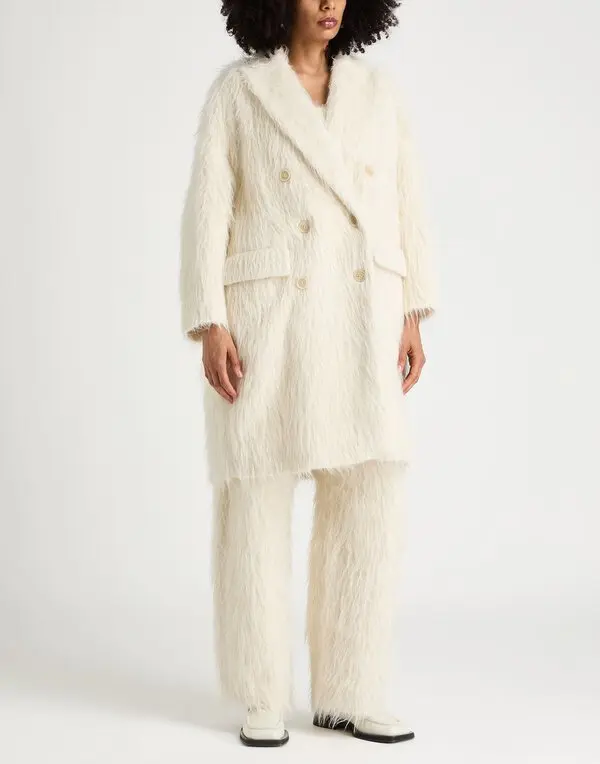 Brunello Cucinelli Coat Ivory Size Alpaca Wool, Polyester