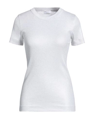 Brunello Cucinelli Cotton And Elastane T-shirt With Ecobrass Detail - Grey