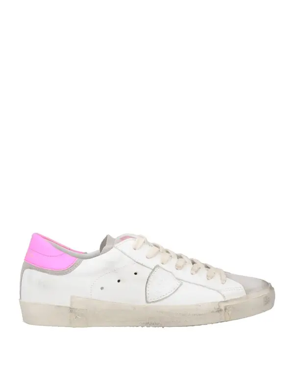 Philippe Model Low Top Distressed Leather And Suede Sneakers