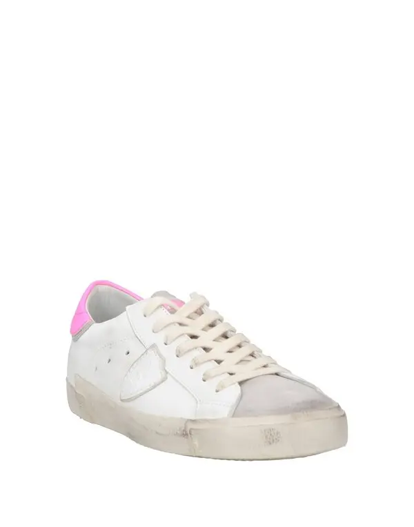 Philippe Model Low Top Distressed Leather And Suede Sneakers