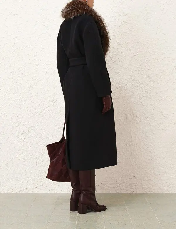Zimmermann Valiant Faux Fur Collar Coat