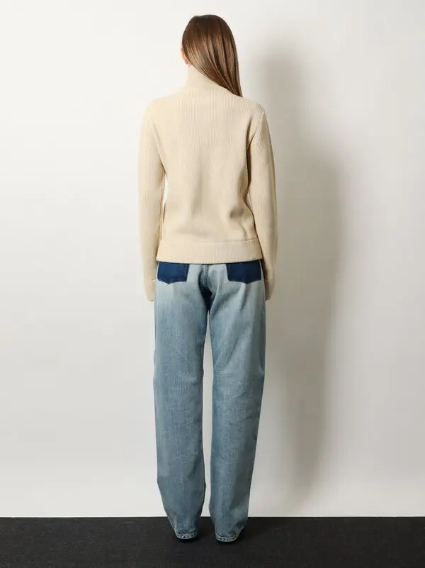 MAISON MARGIELA Wool Blend Zip-up Cardigan - Beige