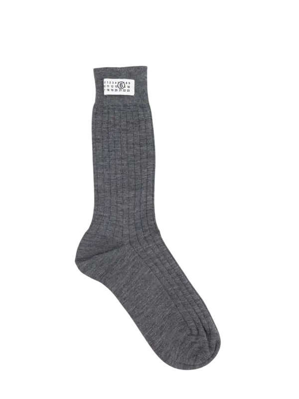 MAISON MARGIELA Ribbed Wool Blend Crew Socks - Grey
