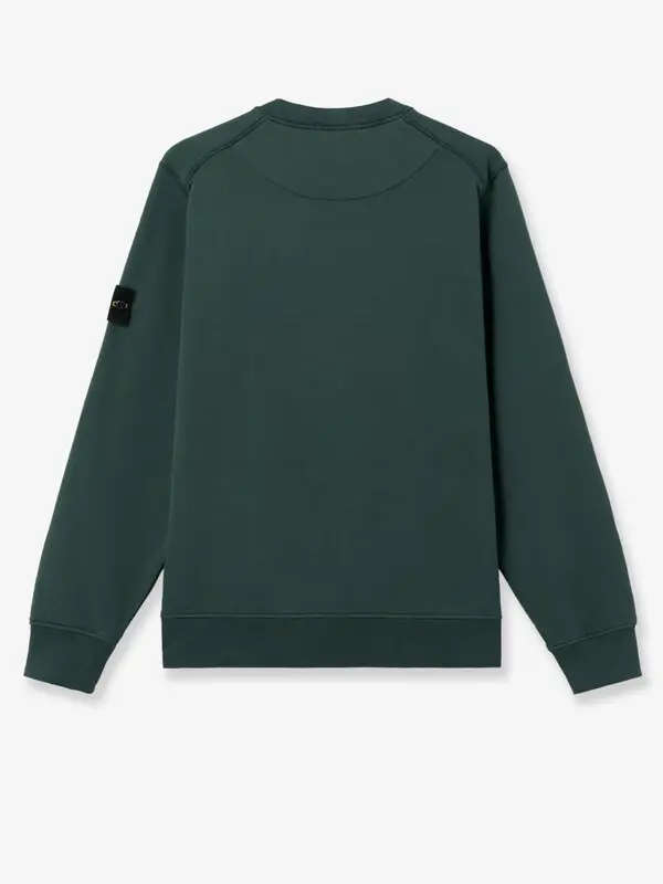 Stone Island Cotton Sweatshirt With Side Logo Patch - Green