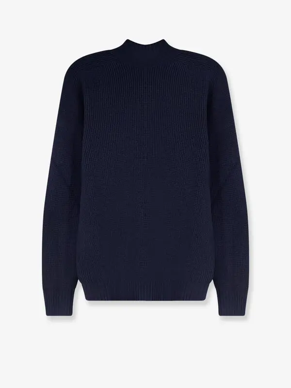 GRAN SASSO Ribbed Knit Wool Turtleneck Sweater