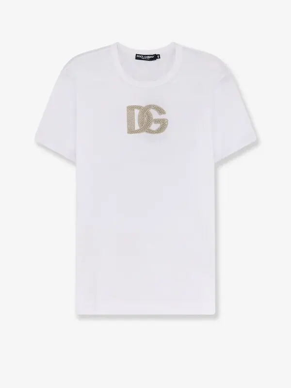Dolce & Gabbana Cotton Tshirt With Patch Logo On The Front