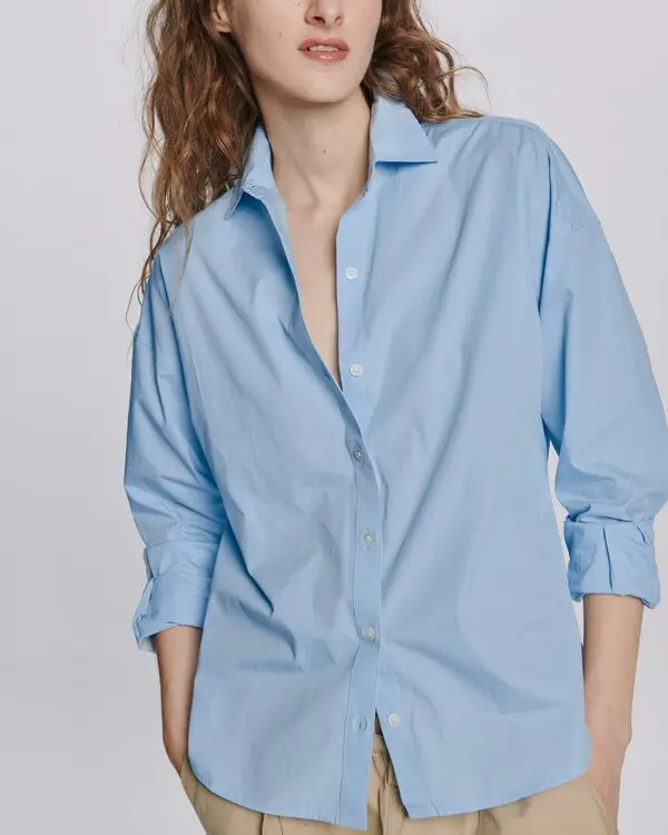 ATM Anthony Thomas Melillo Cotton Poplin Boyfriend Shirt - Light Blue