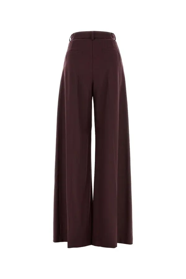 LE SULLY STUDIO Aubergine Stretch Flannel Wide-leg Trousers