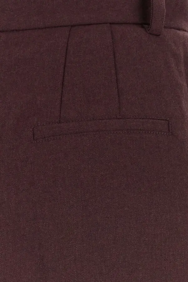 LE SULLY STUDIO Aubergine Stretch Flannel Wide-leg Trousers