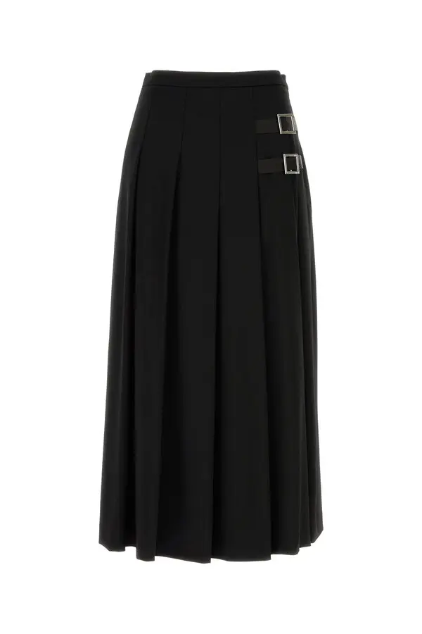 LE SULLY STUDIO Stretch Wool Blend Pleated Skirt