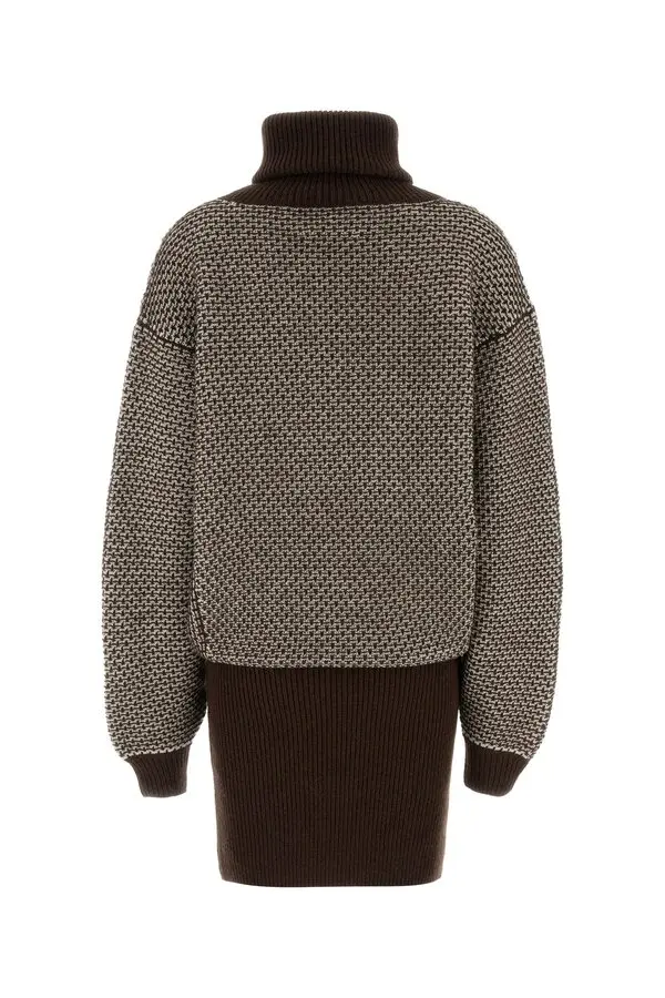 MAISON MARGIELA Embroidered Wool Blend Mini Sweater Dress