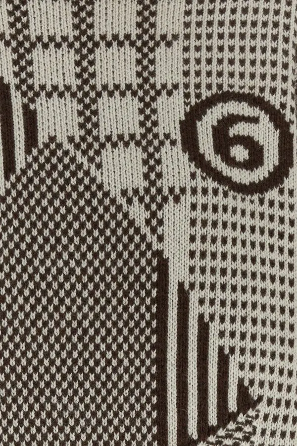 MAISON MARGIELA Embroidered Wool Blend Mini Sweater Dress