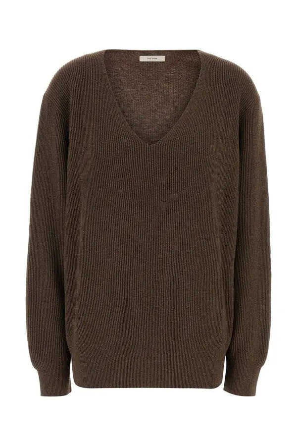 THE ROW Ribbed Stretch Cotton Blend Sweater