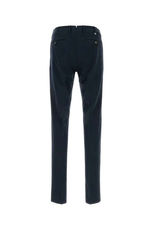 PT TORINO Stretch Cotton Blend Trousers With Central Ironed Pleats
