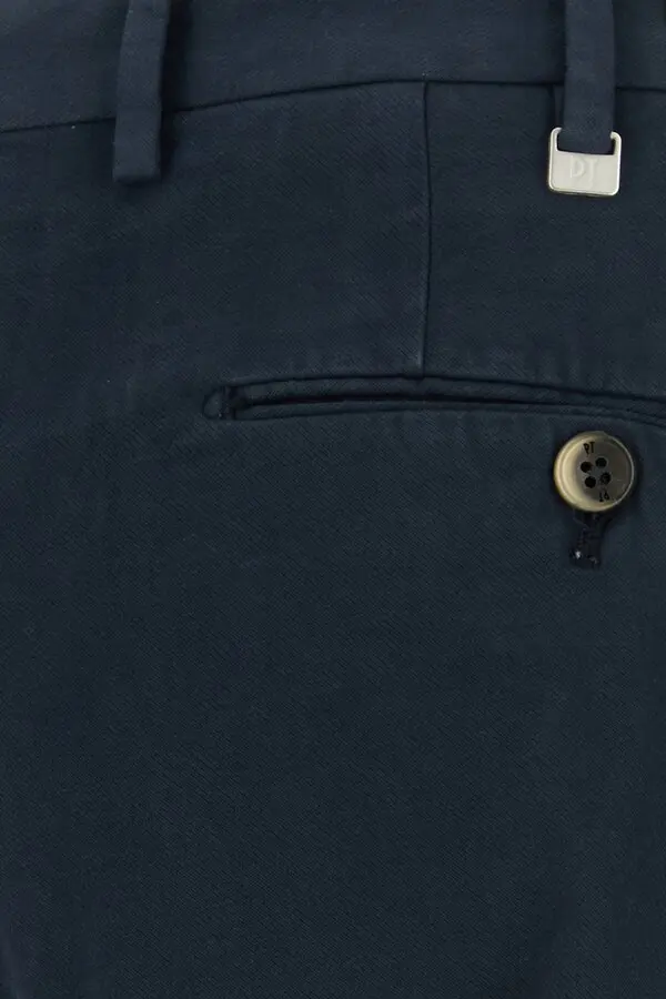 PT TORINO Stretch Cotton Blend Trousers With Central Ironed Pleats