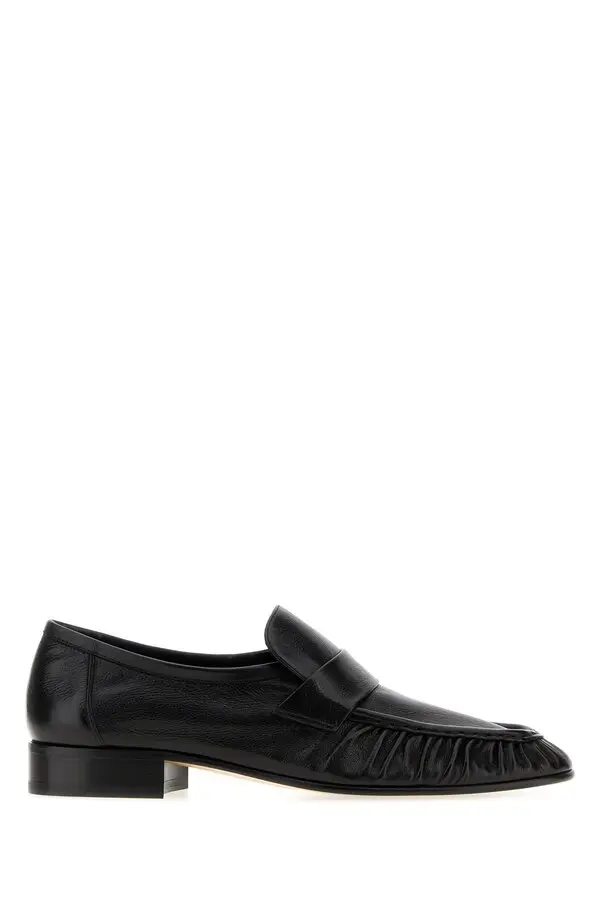 THE ROW Pebble Leather Soft Loafers