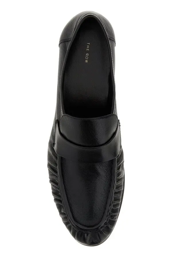 THE ROW Pebble Leather Soft Loafers