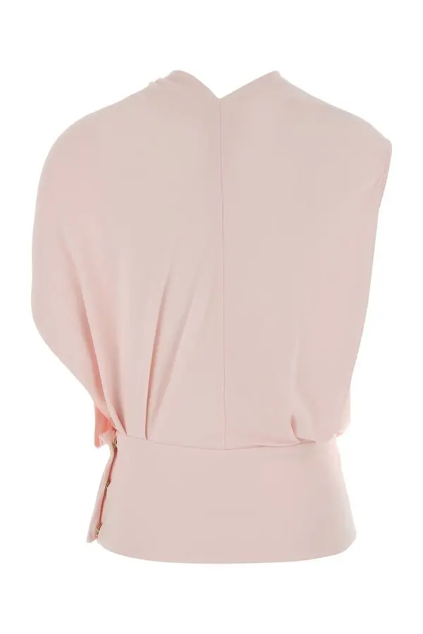 Sportmax Stretch Viscose Drape Top With Metal Detail - Pink
